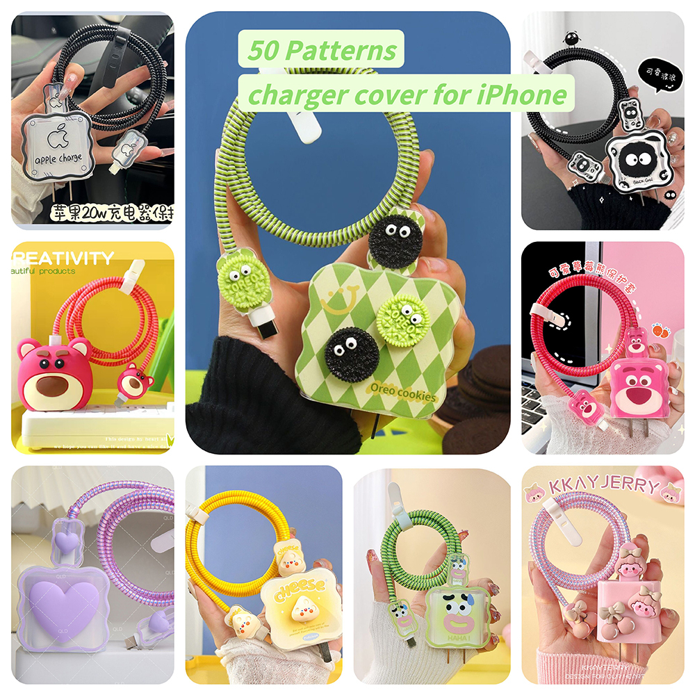 50 Patterns Charger protector compatible for iphone 18w/20w Cable ...
