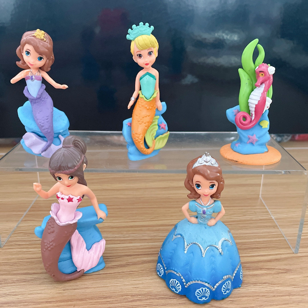 5Pcs/Set 9cm Princess Ariel Rapunzel Cinderella Mermaid Anna Elsa Belle ...