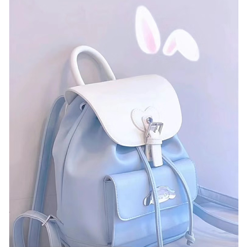 Summer Light Blue White Girl Leisure Travel Bag Large-Capacity Backpack ...