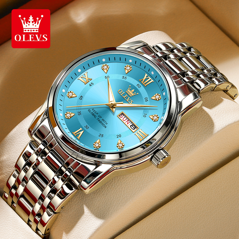 OLEVS Men's Watch Waterproof Original Stainless Steel Business Luminous ...