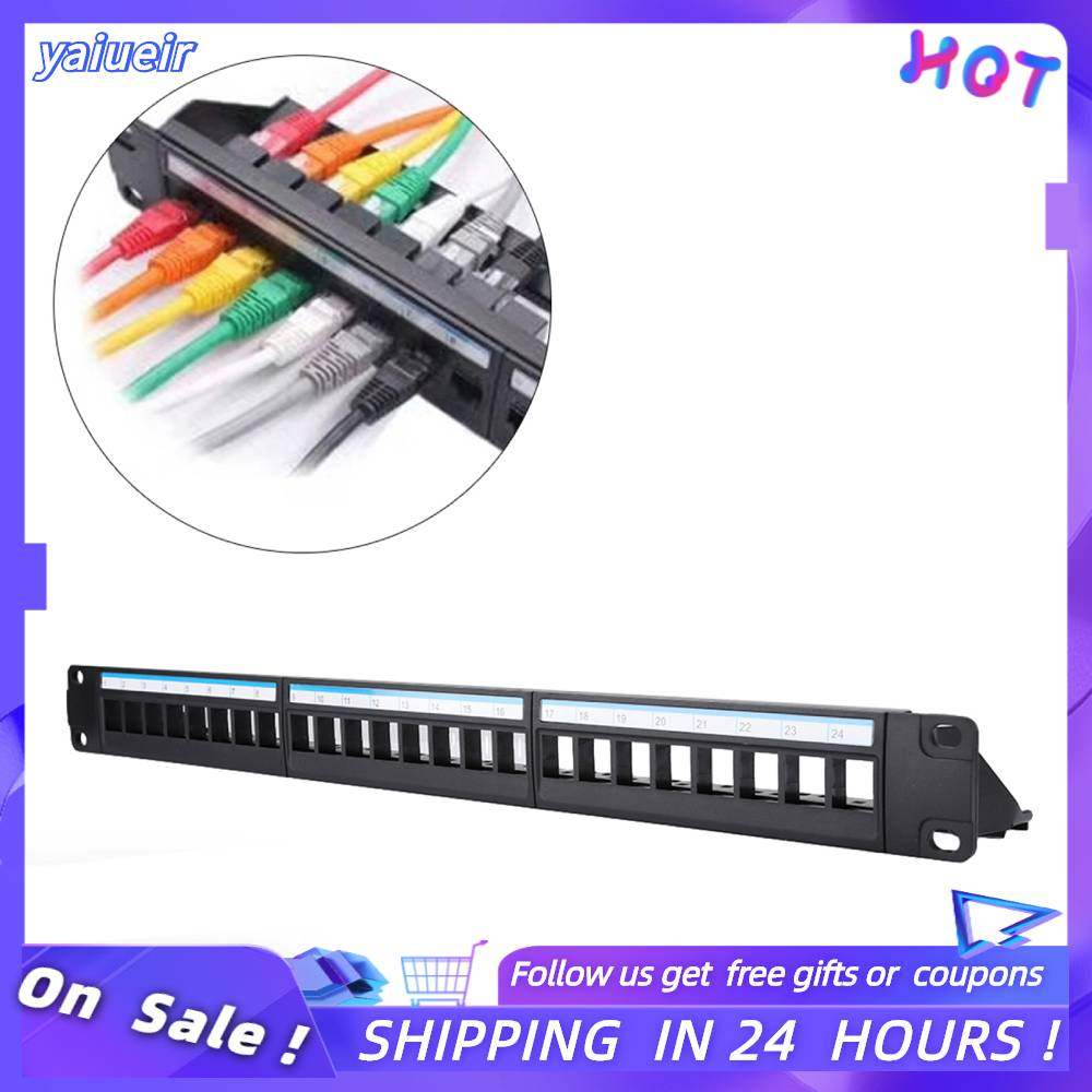 19Inch 24 Port Mountable Data Patch Panel CAT6 Network Twisted-pair ...