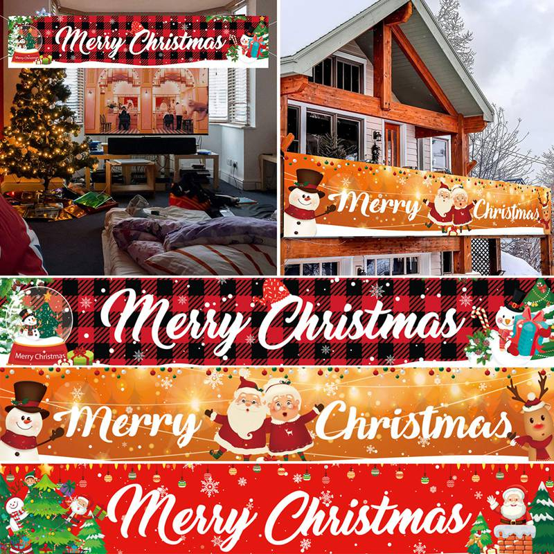 40*200CM Merry Christmas Outdoor Banner Flag Christmas Decorations for ...