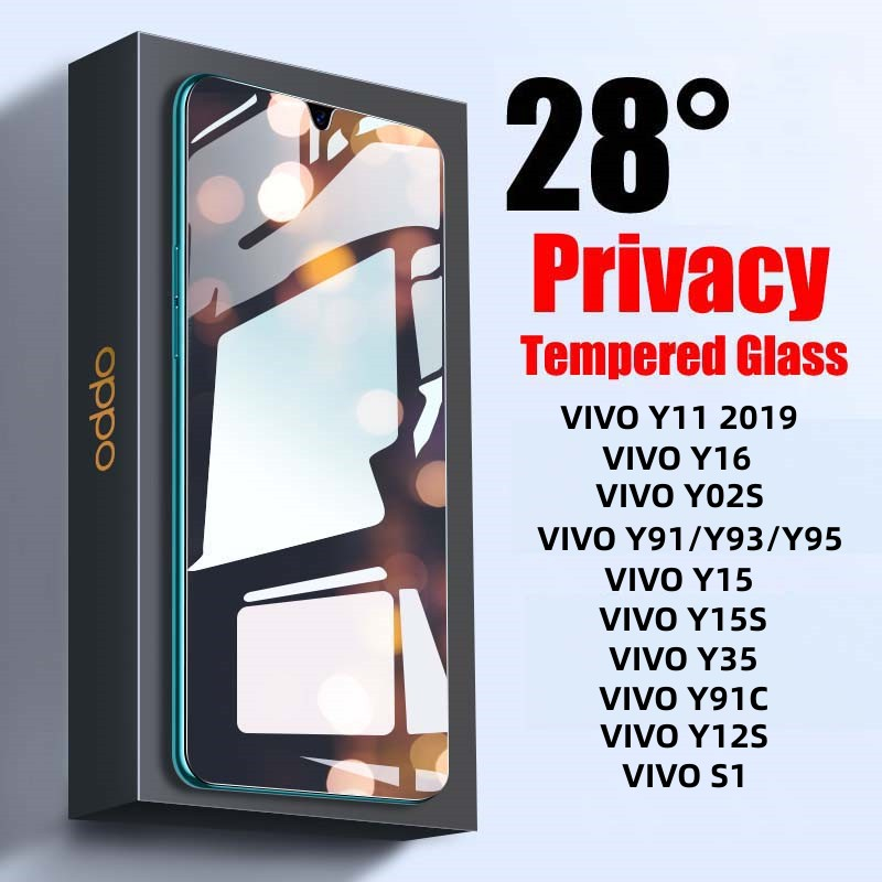 Anti-Spy Privacy and Clear Tempered Glass VIVO Y02T Y11 2019 Y16 Y02S Y91 Y93 Y95 Y15 Y15S Y35 ...