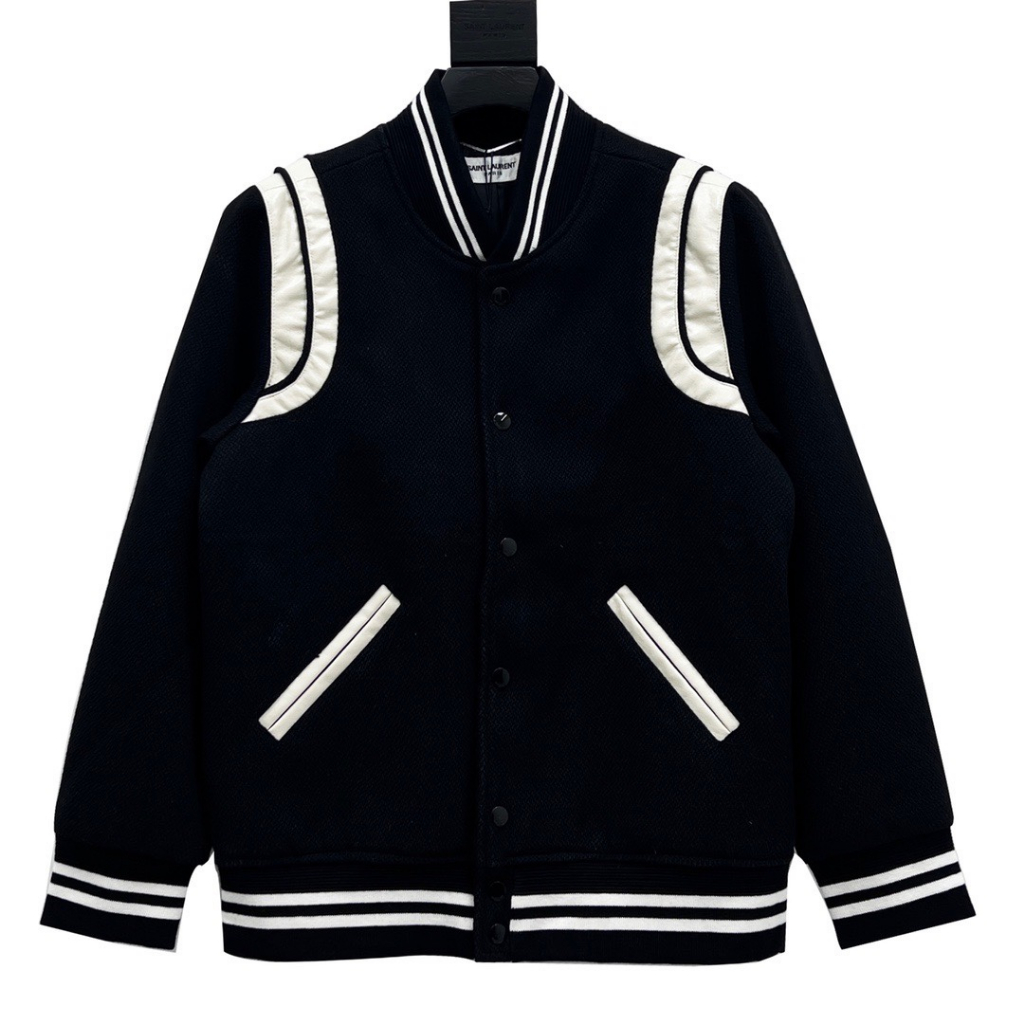Saint Laurent Paris/Men's Classic Leather Baseball Collar Jacket SLP ...
