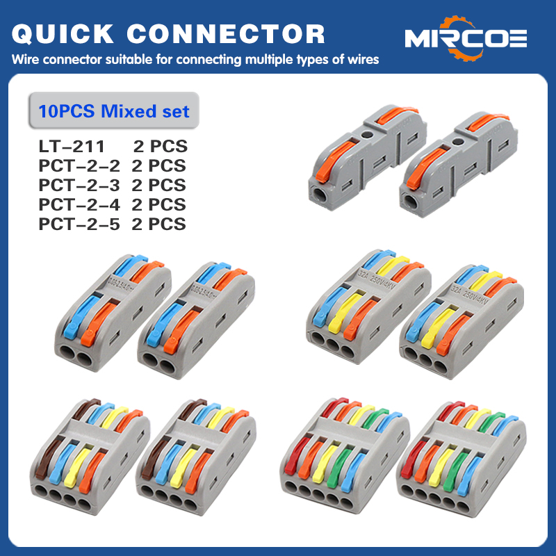 MIRCOE Quick Wire Terminal Connector Universal Wiring Cable Out Wire ...
