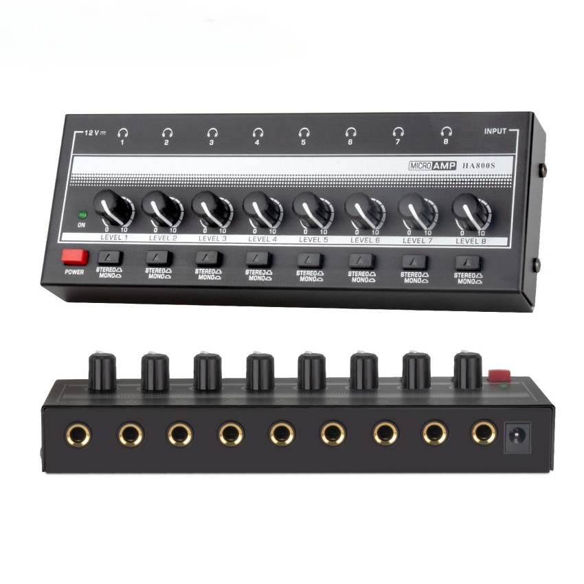 Metal Headphone Amp 8 Channel Stereo Portable Mini Headphone Splitter ...