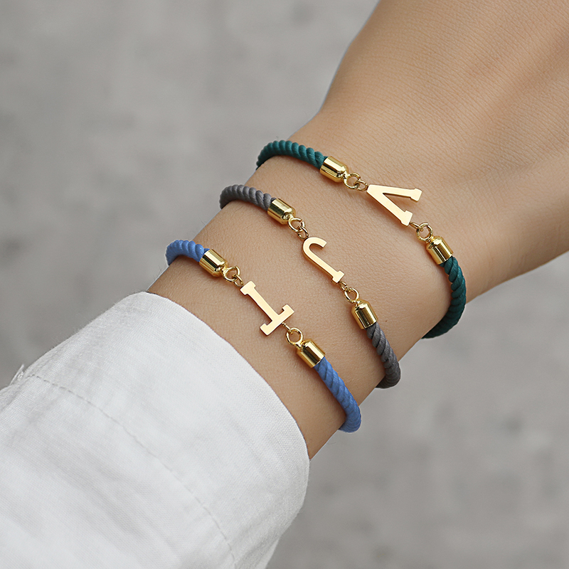 Fashion Initial A-Z Charm Adjustable Colorful Rope Bracelets For Women ...