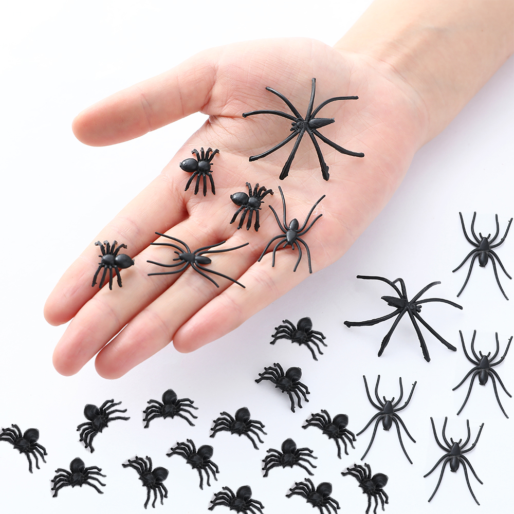 50pcs Black Spider Simulation Tricky Toy Haunted House Spider Web Bar ...