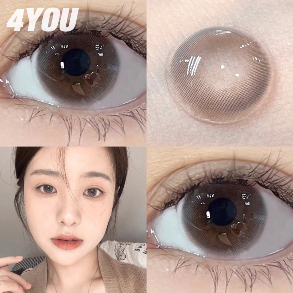 (COD) 0~-8.00 Grade 2Pcs Natural Gray Brown Colored Contact Lens 14.0mm ...