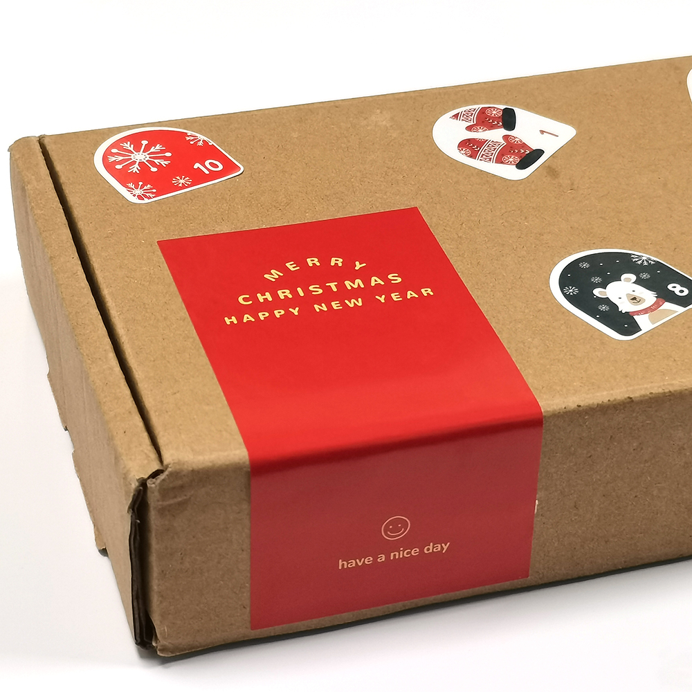 50 Pcs/Pack Red Merry Christmas Happy New Year Stickers Xmas Gift ...