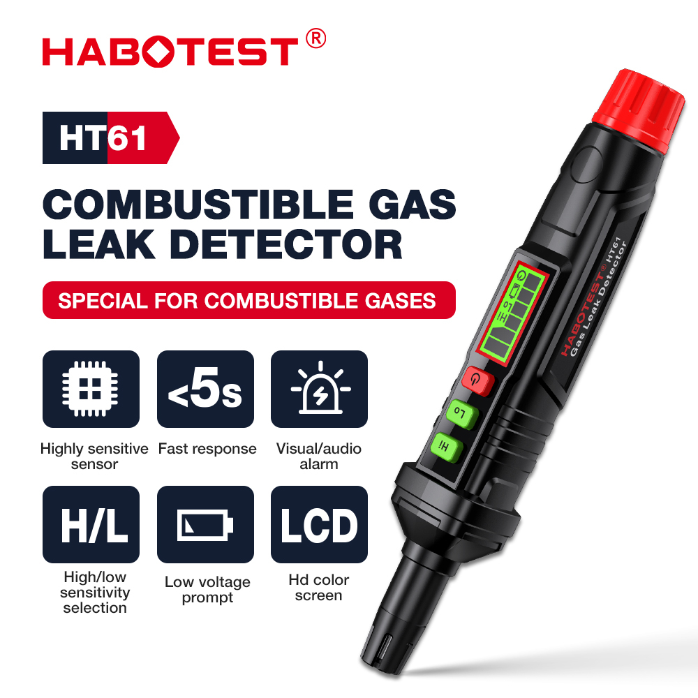 HABOTEST HT61 Mini Gas Detector Combustible Gas Leak Tester Methane/Gas ...