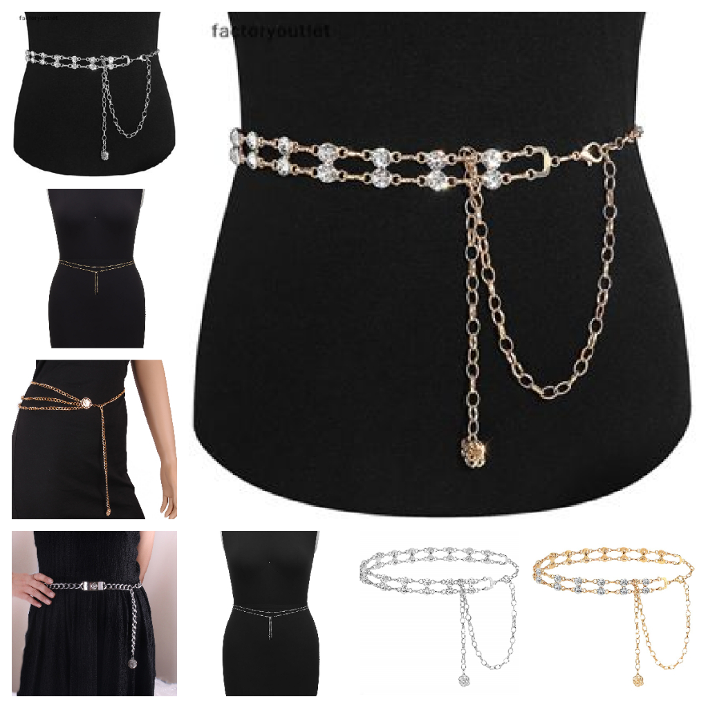 FCPH Creative Metal Chain Belt Fashion Versatile Alloy Rhinestone Waist ...