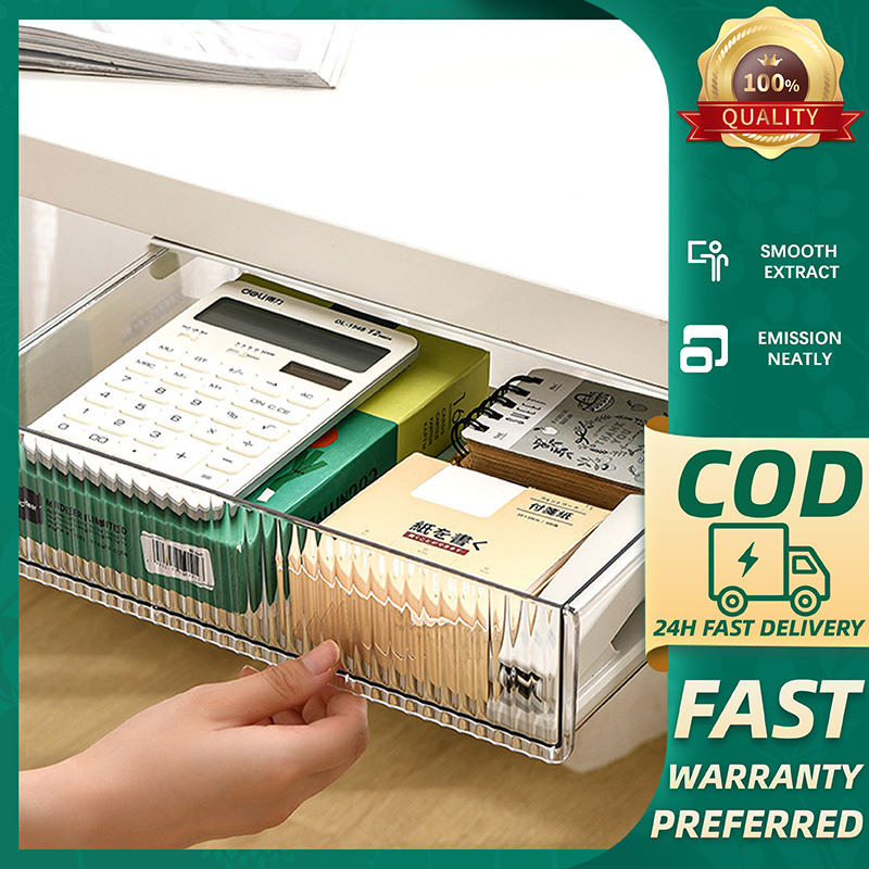 Portable Drawer Home Acrylic Under Desk Drawer Organizers Self-Adhesive ...