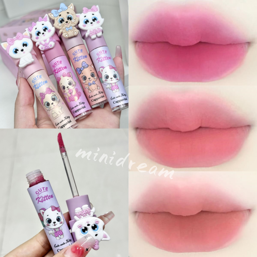 COD CAPPUVINI Lovely Cat Lip mud Long Lasting Matte Lipstick Nude Red ...