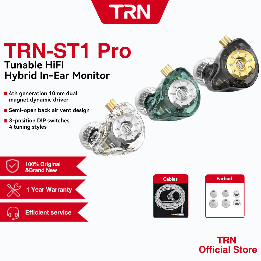 TRN ST1-PRO 1DD+1BA Hybrid Driver In-Ear Earphones Wired With Headphone ...
