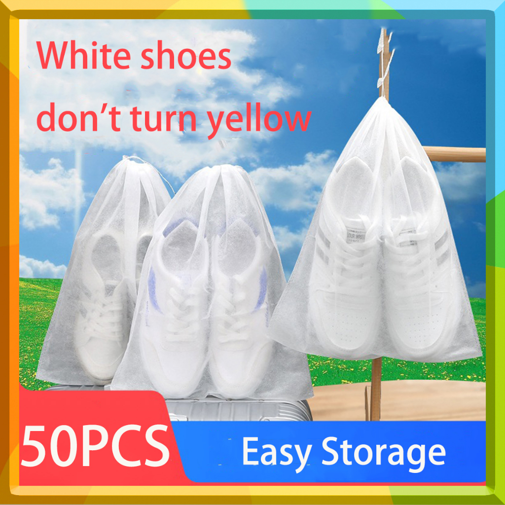 50Pcs Dust Proof Shoe Bag Drawstring Shoe Storage Bag Non Woven Fabric ...
