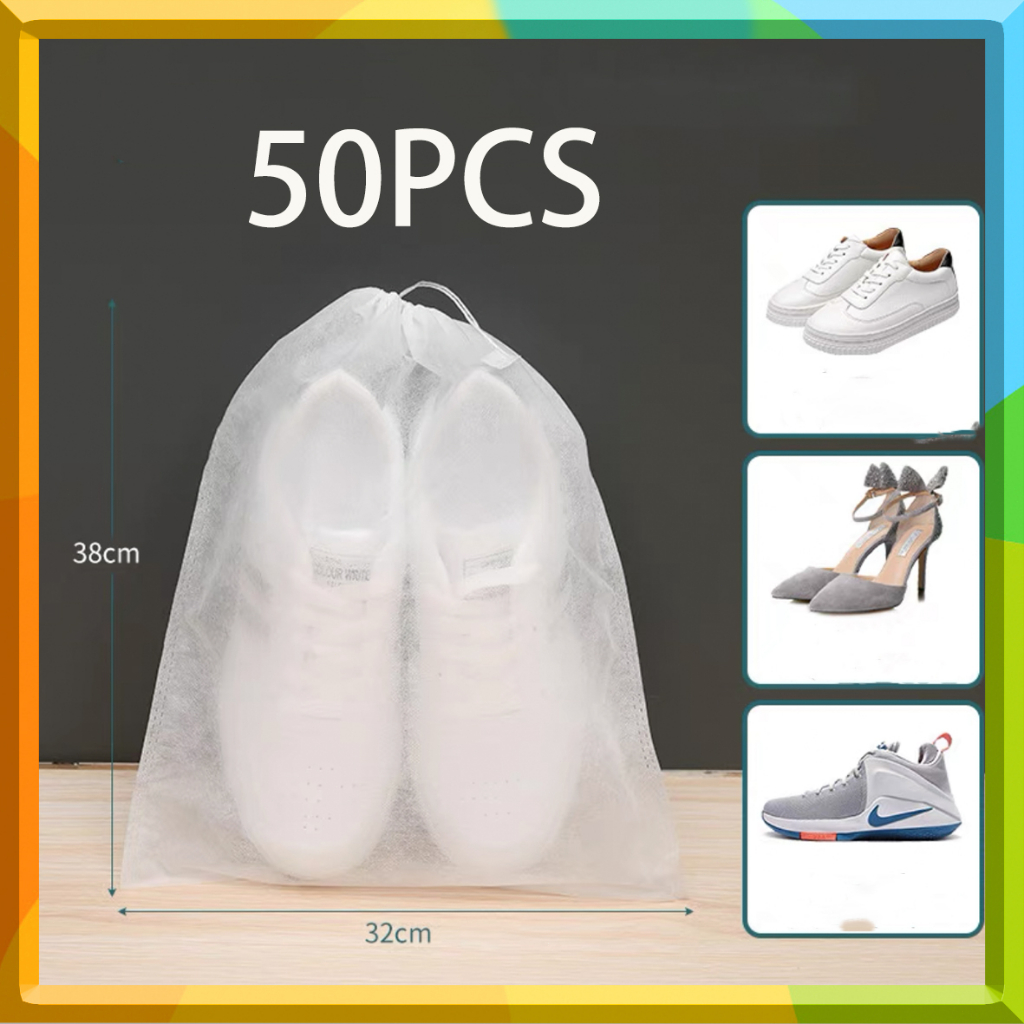 50Pcs Dust Proof Shoe Bag Drawstring Shoe Storage Bag Non Woven Fabric ...