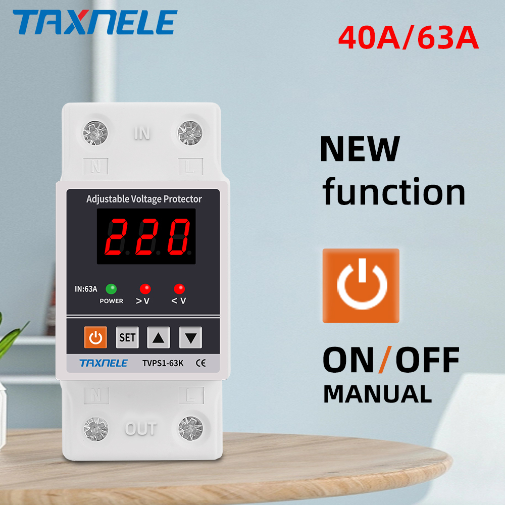 Taxnele 40A 63A 220V Over and Under Voltage Protector relay Voltage ...