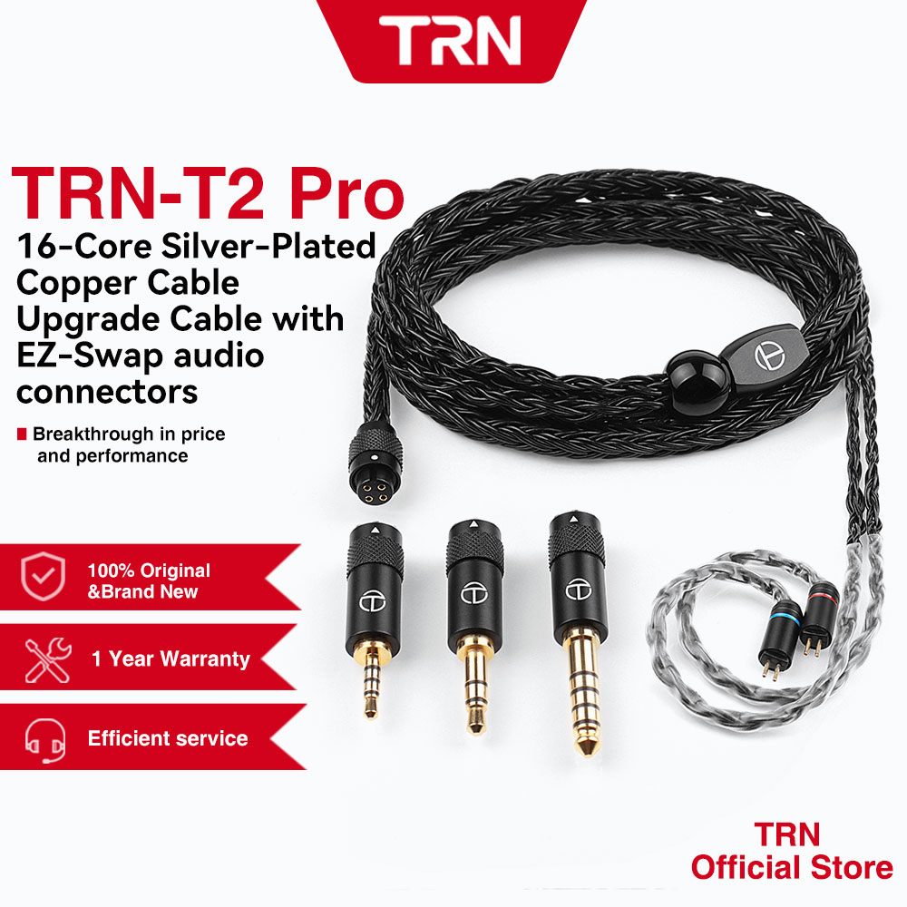 TRN T2 Pro 16 Core Silver Plated HIFI Earphones Upgrade Cable For TRN KZ QKZ SIMGOT MOONDROP CCA ...