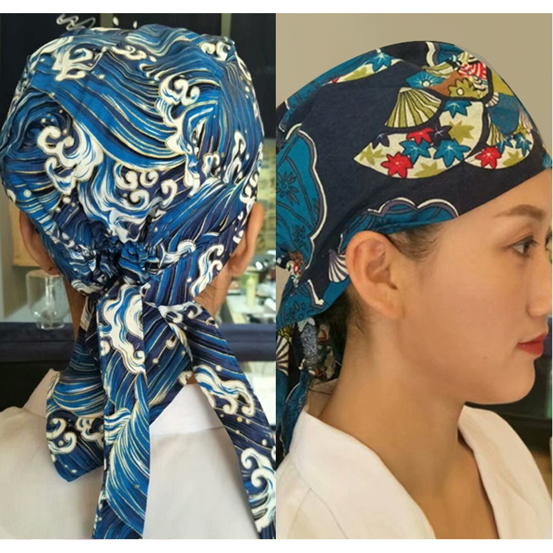 Japanese Style Kitchen Work Hat Unisex Cuisine Headscarf Food Shop Chef ...