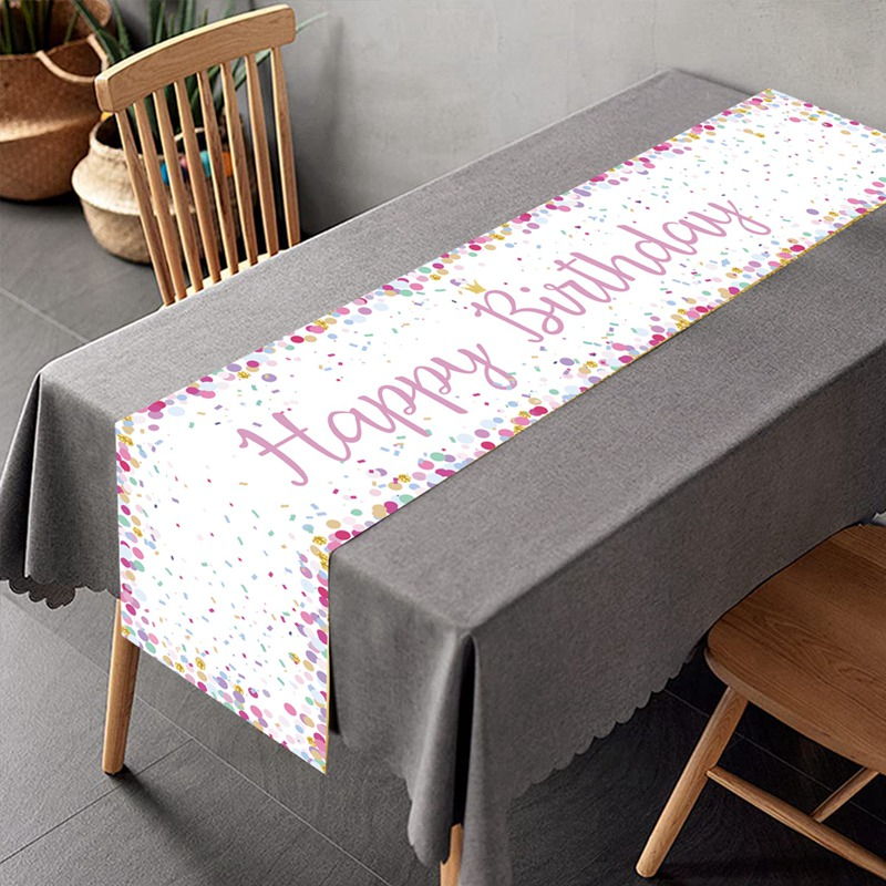 180*35cm Birthday Polyester Table Runner Celebrate Table Cloth Dining ...