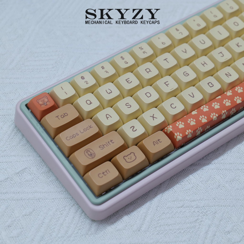 Milk Tea Bear Keycaps XDA Profile Cartoon Bear PBT Dye Sub Mechanical ...