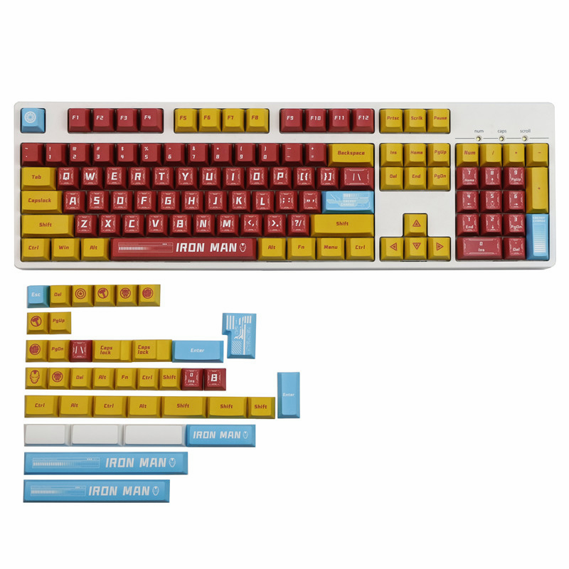 142 Keys iron Man Keycaps Cherry profile PBT 5-side Dye Sublimation ...
