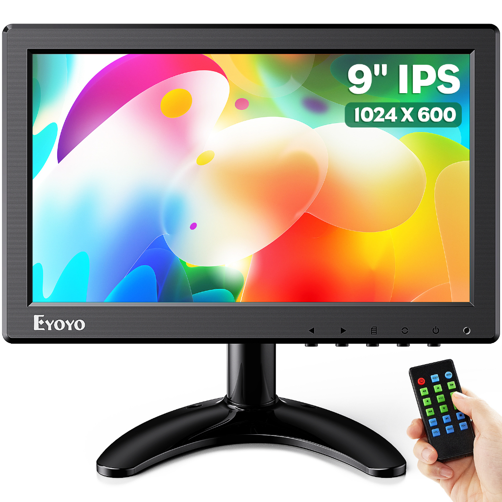 Eyoyo 9 Inch Small Monitor, 1024x600 16:9 IPS HDMI Monitor Support HDMI ...