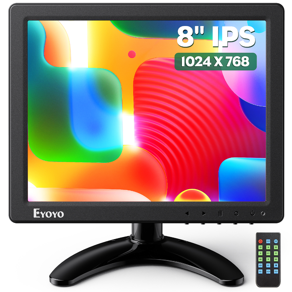 Eyoyo 8 Inch Small Monitor, 1024x768 IPS HDMI Monitor Support HDMI/VGA ...