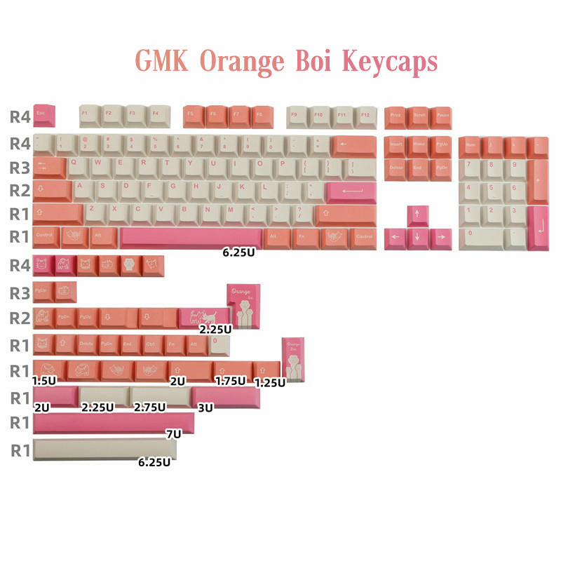 142 Keys GMK Orange Boi Keycaps Cherry Profile PBT Dye Sublimation ...