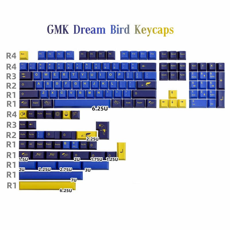 142 Keys GMK Dream Bird Keycaps Cherry Profile PBT Dye Subbed ...