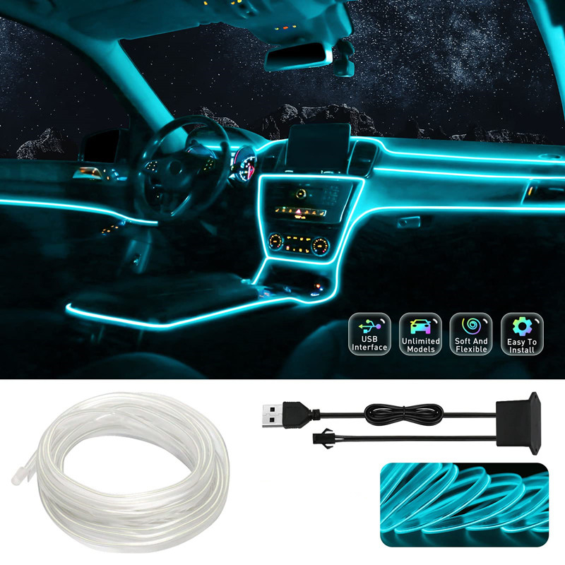 5M car EL Wire led strip Atmosphere light for DIY flexible AUTO ...