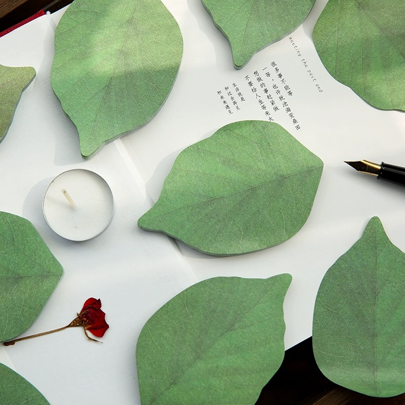 Sticky Notes Leaves Simple Notepad Message Sticker Creative Sticky Note ...