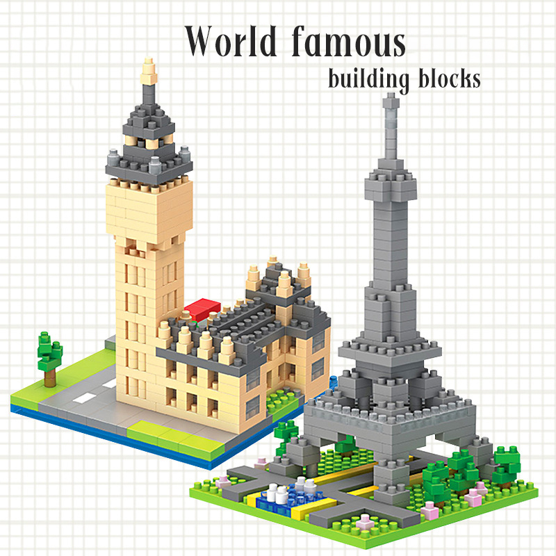 World famous diamond building blocks LBOYU, Eiffel Tower, Merlion, Taj ...