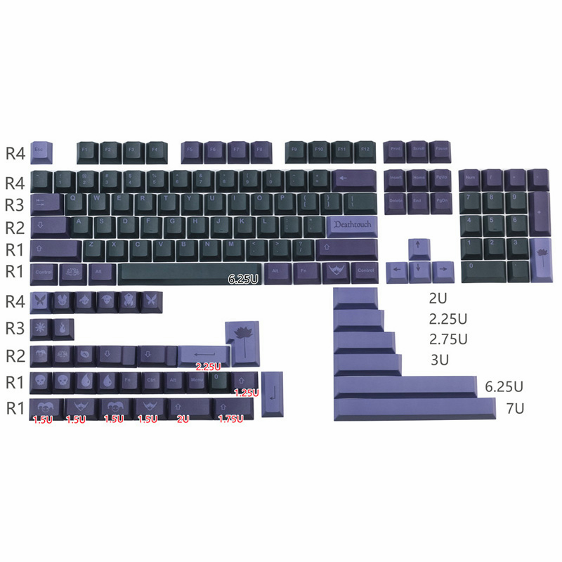 142 Keys GMK Black Lotus Keycaps Cherry Profile PBT Dye Sublimation ...