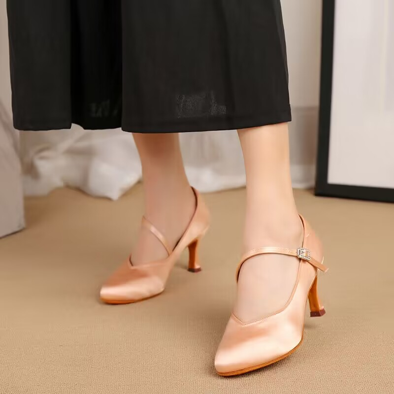 Modern Dance Shoes Women's Silk Satin Waltz Tango Friendship High Heel ...