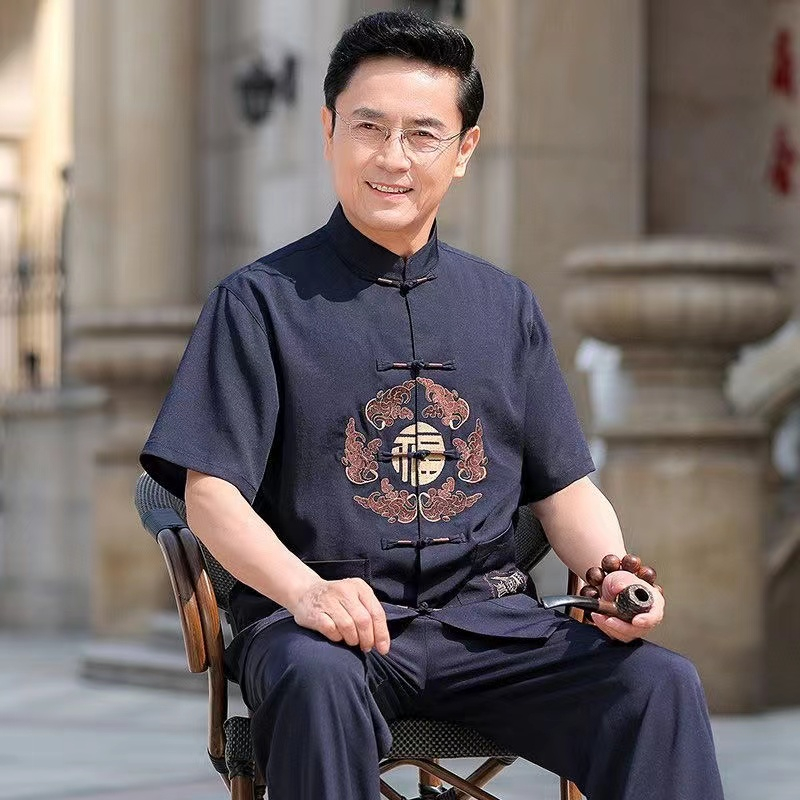 Chinese Traditional Tang Shirt Embroidered Dragon Oversize Retro Kung ...