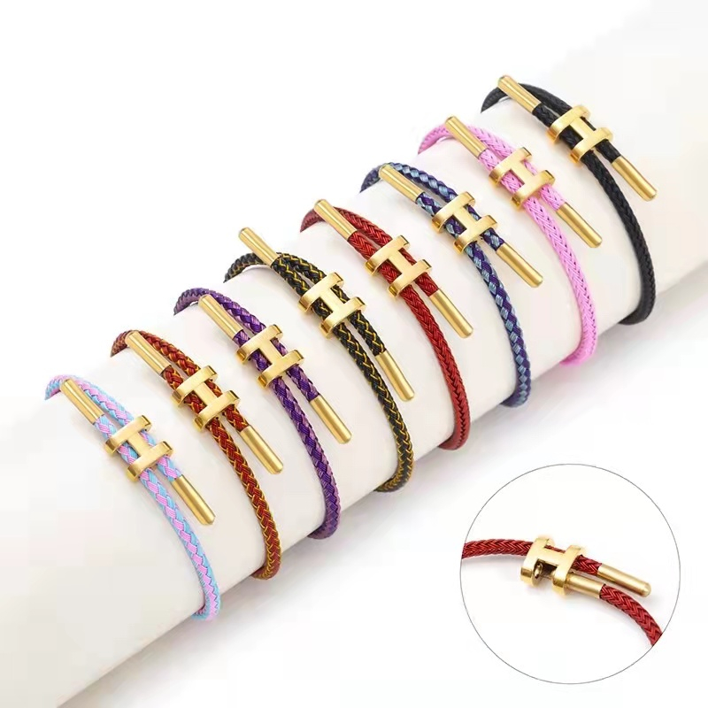 Fashion Double Layer Braided Bracelet Men Women Charm Bracelets Wire ...