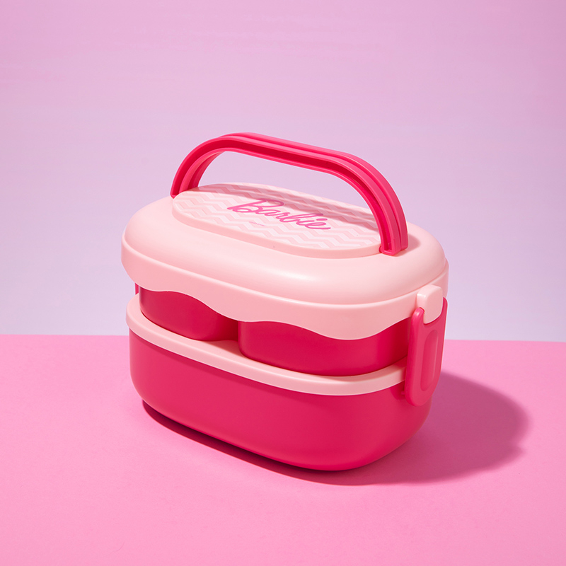 New Portable barbie Lunch Box 2 Layer Grid Children Student Bento Box ...
