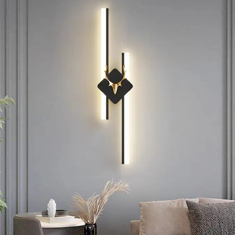 Black Modern Linear Wall Sconces Bedroom Wall Lamp - Nordic Simple ...
