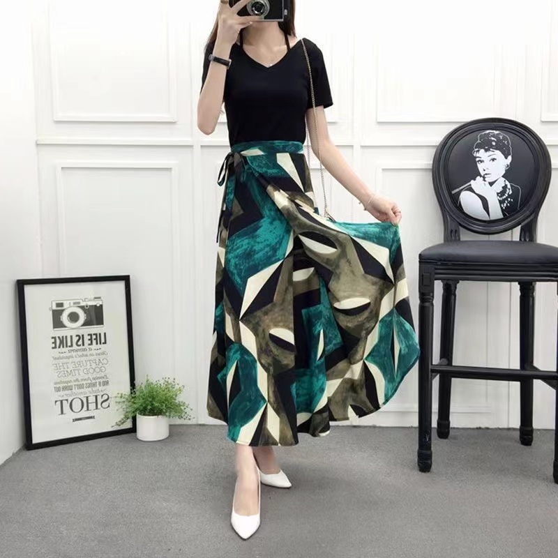Floral Wrap Around Maxi Skirt Lace-up Split Beach Skirt High-Waist ...