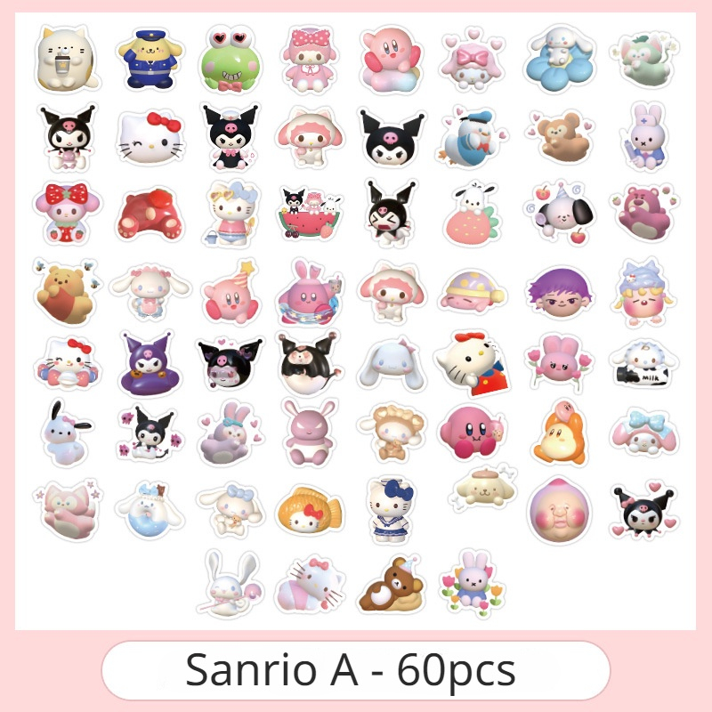 100pcs Sanrio 3D Stickers Waterproof PVC Sticker for Cup Luggage Phone ...