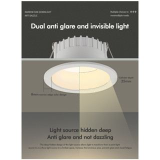 Tri Color Round Anti-Glare Led Recessed Downlights 7w 12w 18w 2.5/3.5/4 ...