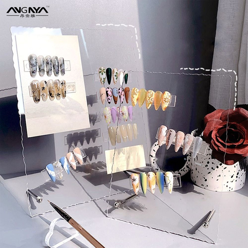 ANGNYA 1Pc Lace Nail Art Display Stand Transparent Acrylic Display ...
