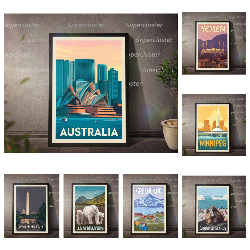 Retro landscape Canvas Painting World famous scenery Poster Wall Print ...