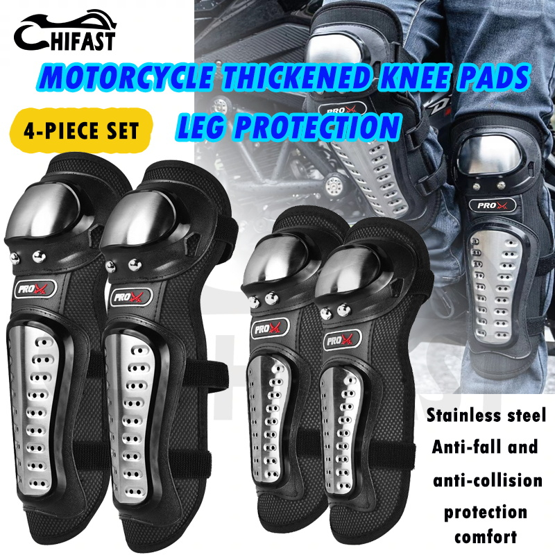 HIFAST Motorcycle Protective Knee Pads and Elbow Pads 4-piece Stainless ...