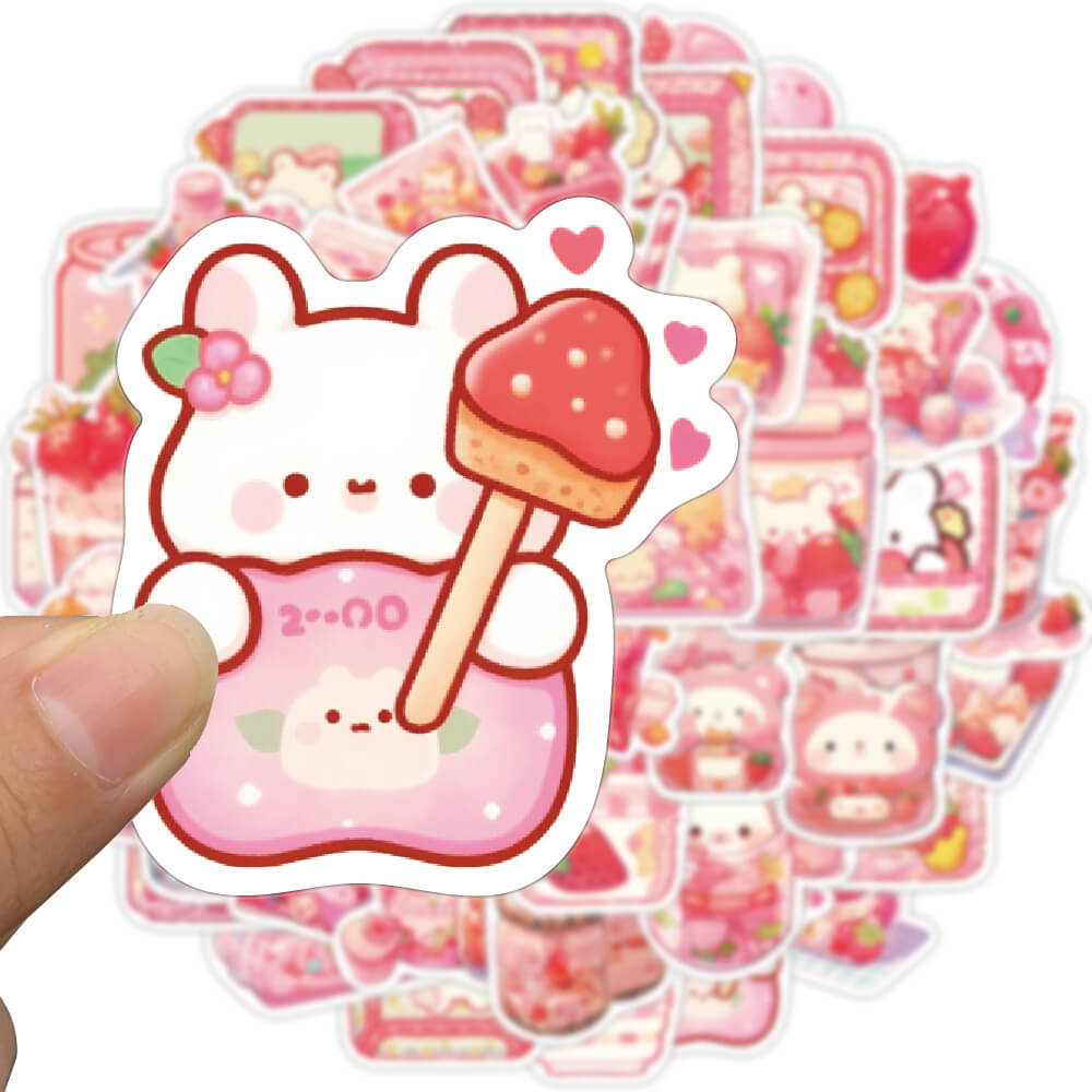 [Large Stickers]50PCS Cartoon Lovely Pink Candy Snacks Stickers ...