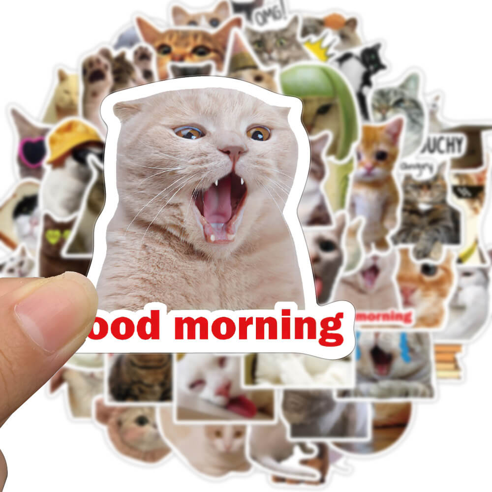 [Large Stickers]50PCS Kawaii Cat Mood PVC Graffiti Stickers for Laptop ...