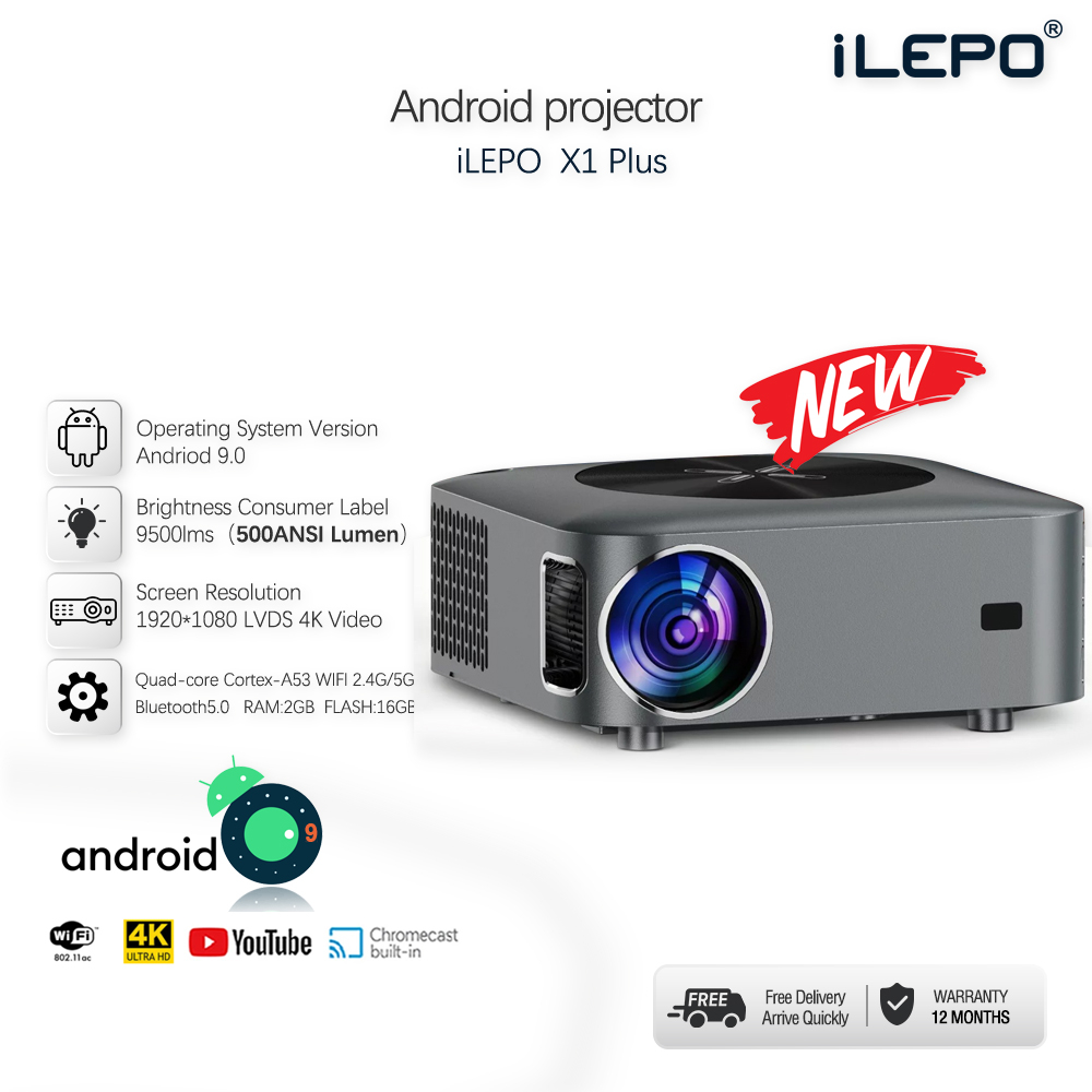 Projector 4k ultra HD Android 9.0 System DDR 2GB 16GB 500ANSI Dual WIFI ...