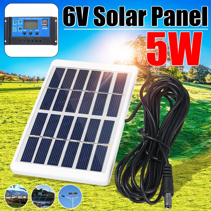 5W 6V Small Solar Panel with DIY Monocrystalline Cell with 10A/20A/30A ...